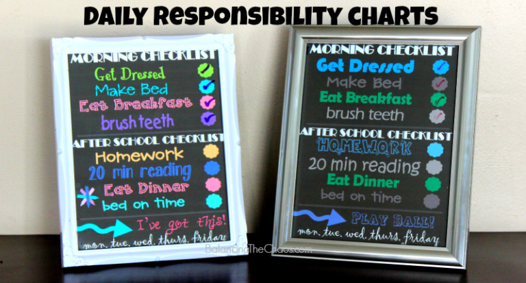FREE Printable: Kids Daily Responsibility Chart - Balancing The Chaos